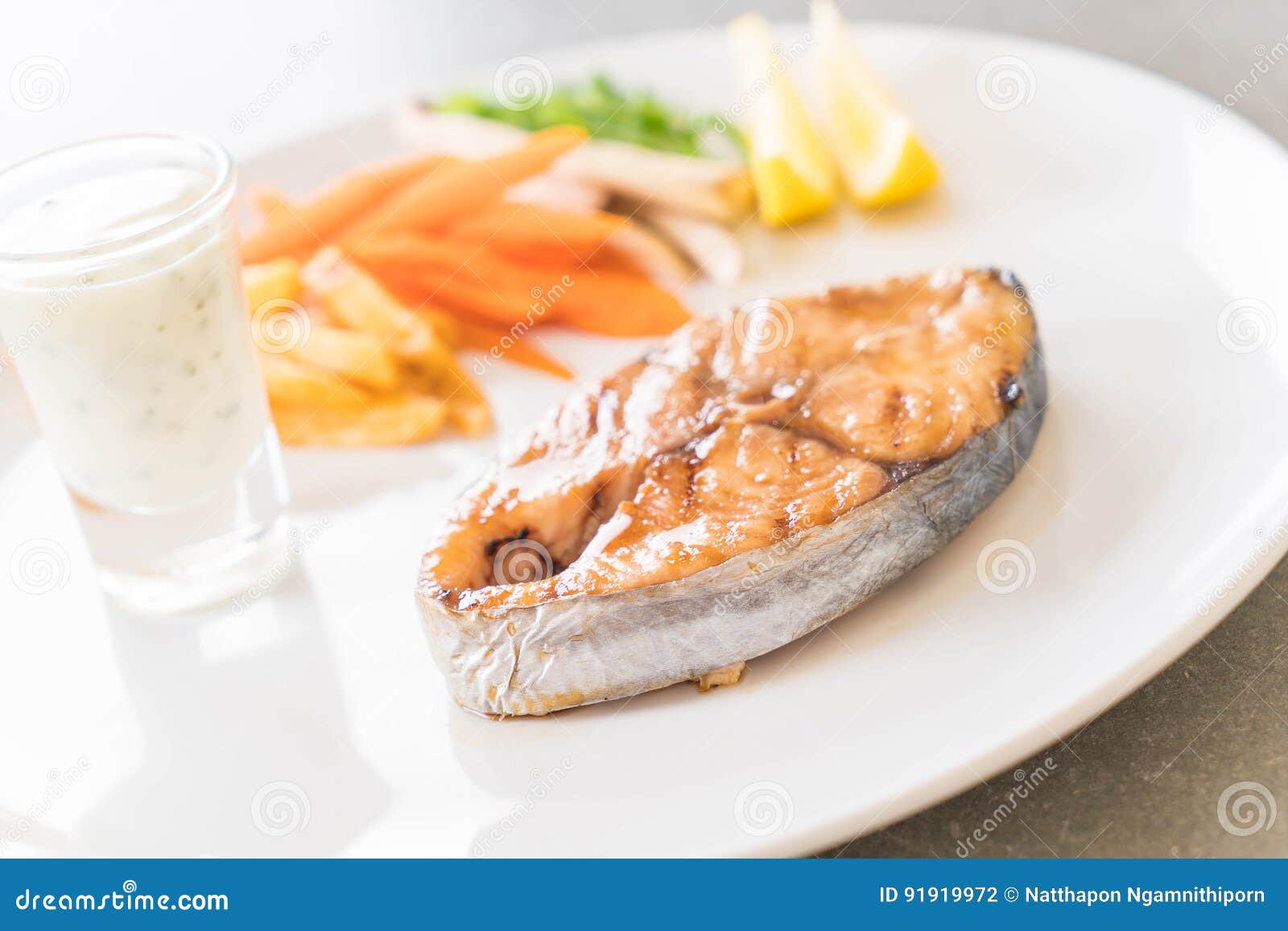 Mackerel fish steak stock photo. Image of fried, fillet - 91919972