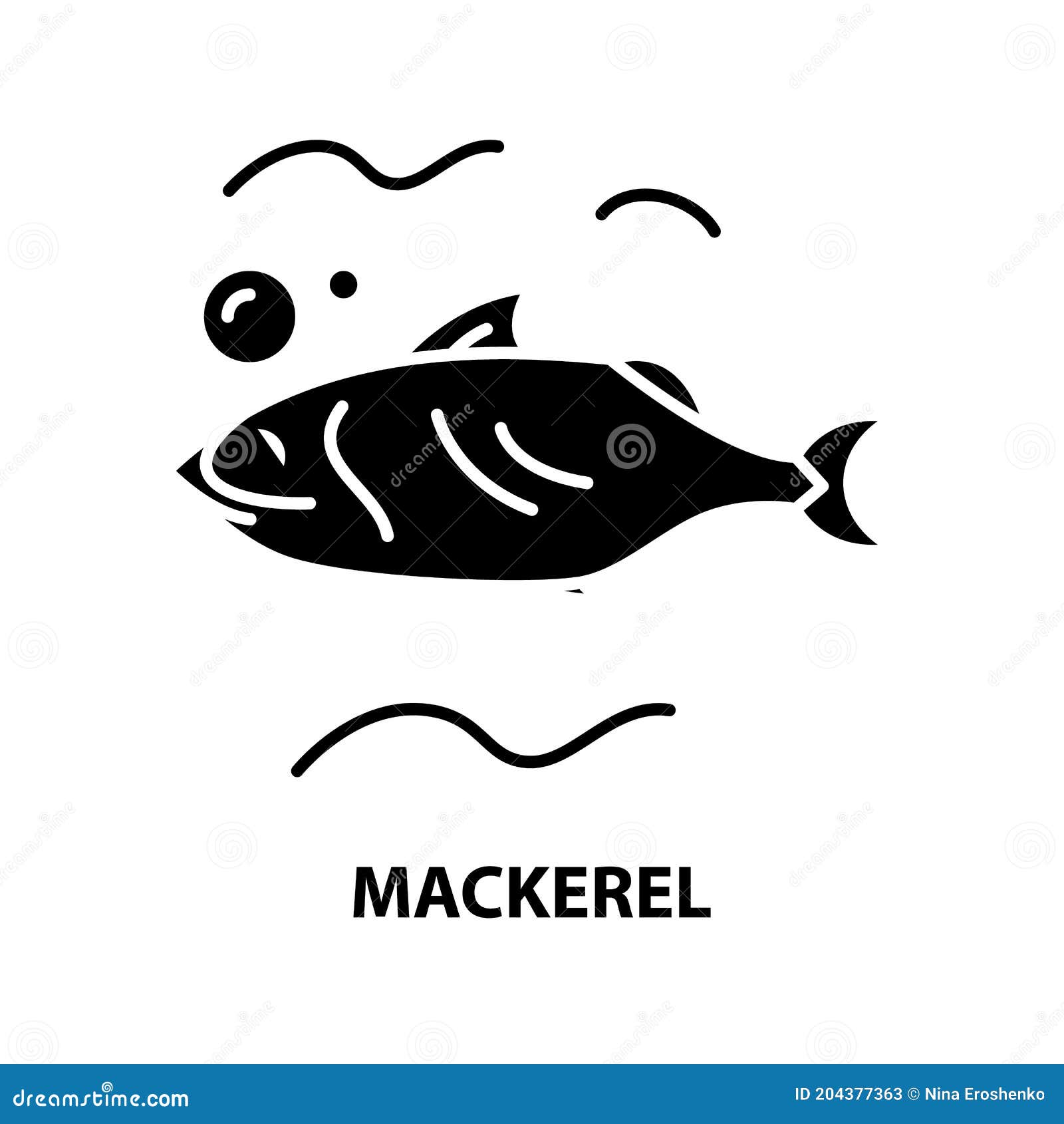 Mackerel Icon, Black Vector Sign with Editable Strokes, Concept ...