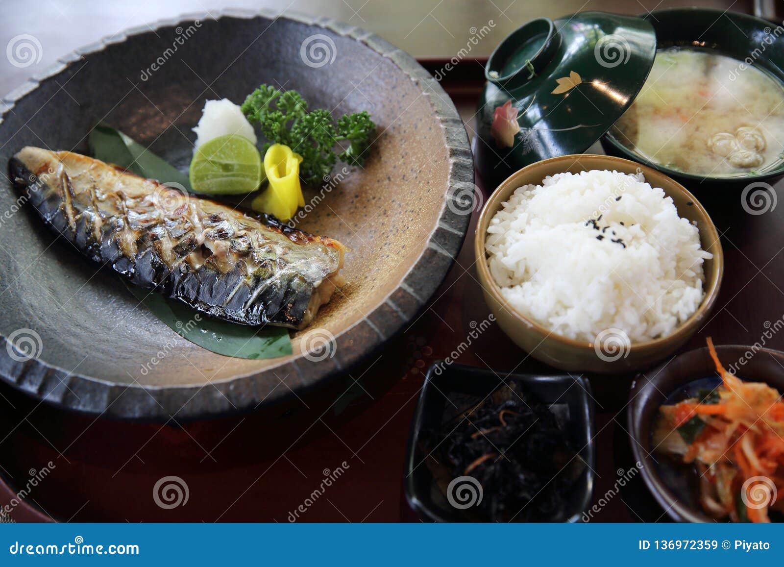 Mackerel with Rice Japanese Style Food Stock Image - Image of delicious ...