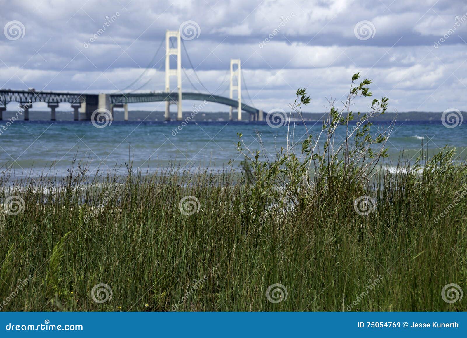 Mackinac Bridge in Upper Peninsula of Michigan. Stock Image - Image of ...