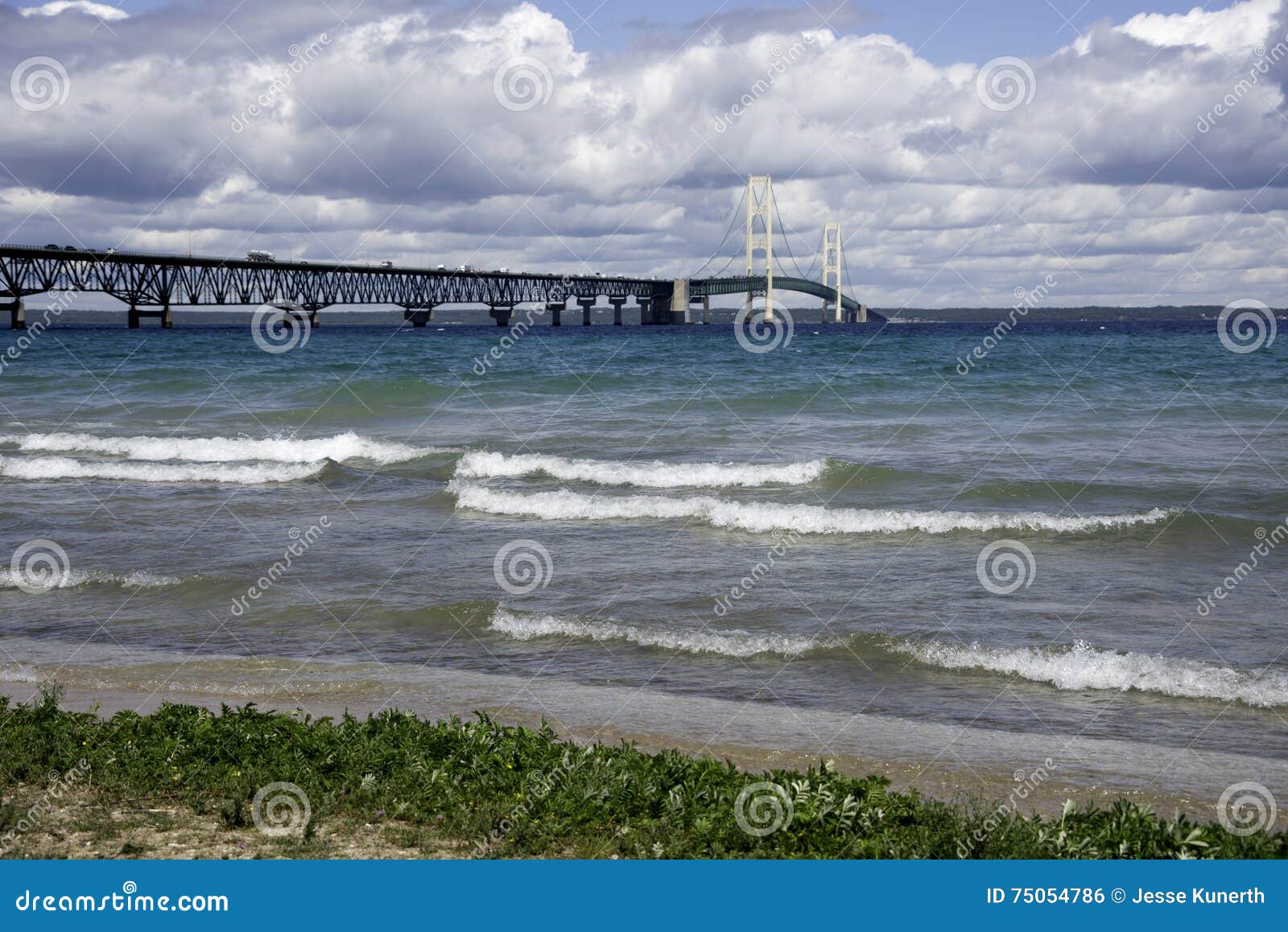 Mackinac Bridge in Upper Peninsula of Michigan. Stock Photo - Image of ...