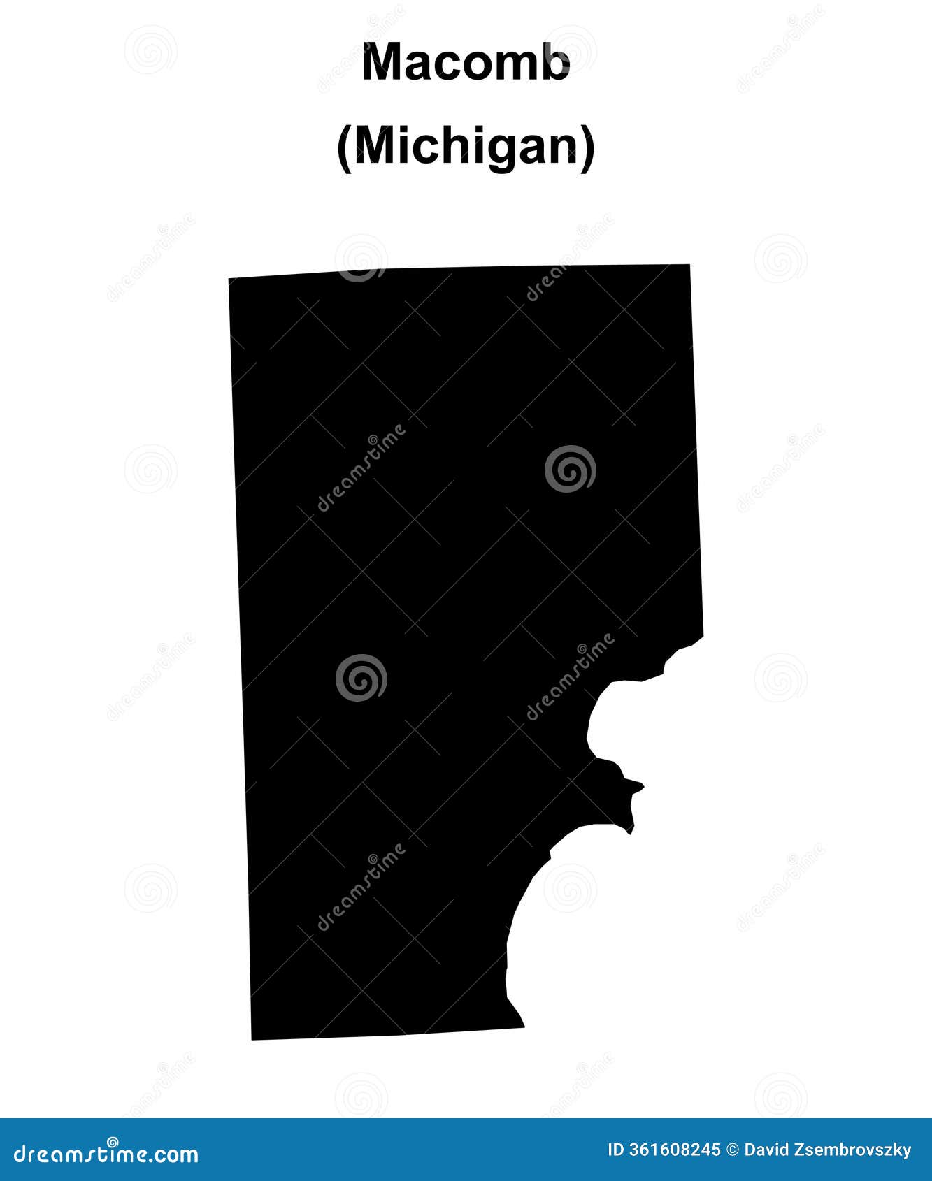 Map Of Macomb County In Michigan State On White Background. Single ...