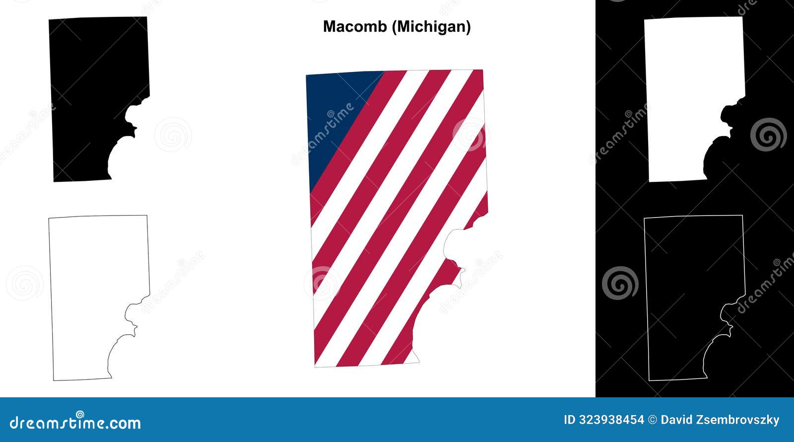 Map Of Macomb County In Michigan State On White Background. Single ...