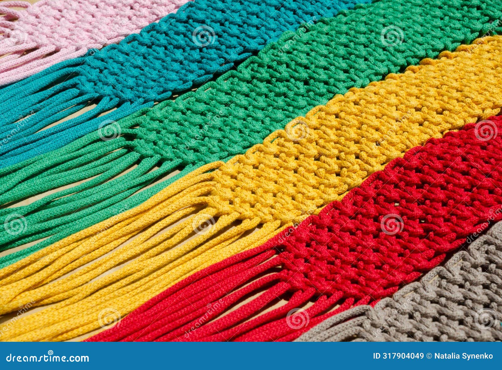 Macrame Technique, a Square Knot of Multi-colored Threads Stock Image ...