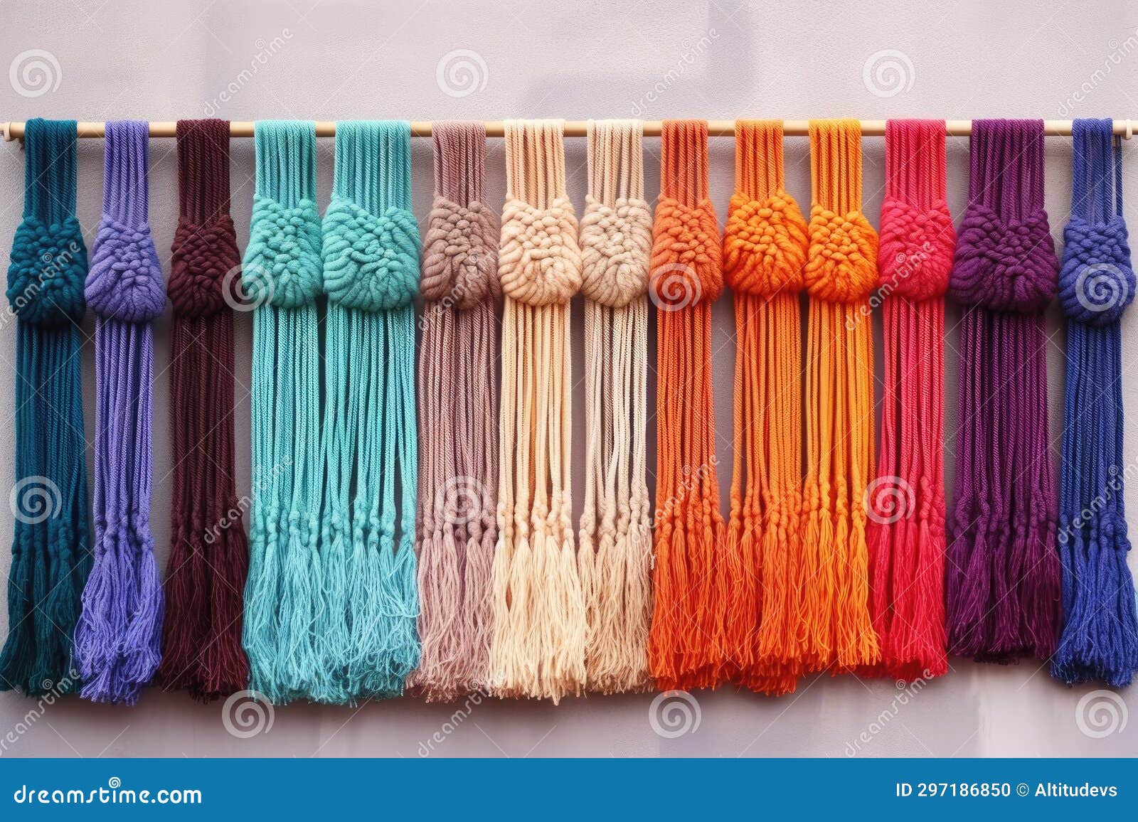 Macrame Wall Hanging with Different Colored Yarns Stock Photo - Image ...