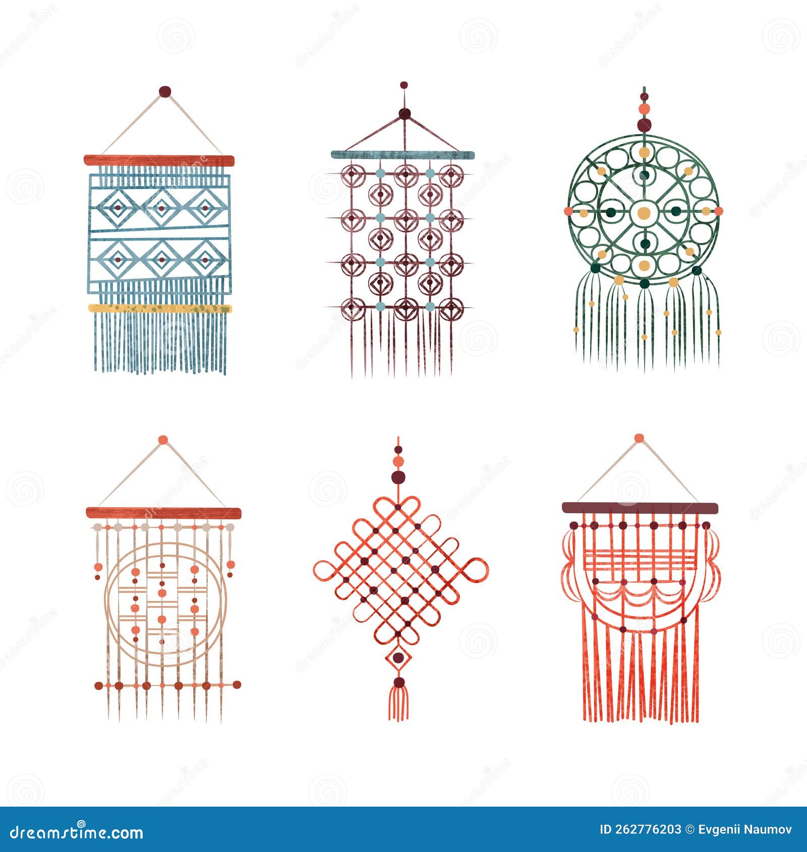 Macrame Wall Hangings As Boho Style Decor Element Vector Set Stock ...