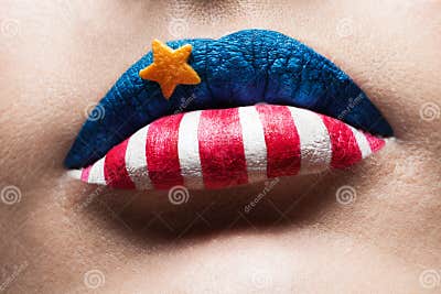Macro 4th july lips stock photo. Image of celebrate, fashion - 26319330