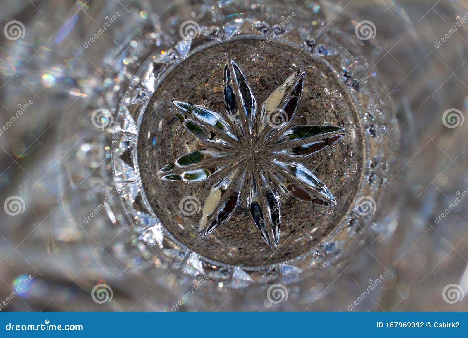 Macro Abstract Texture of Sparkling Lead Crystal Glass with a Starburst ...