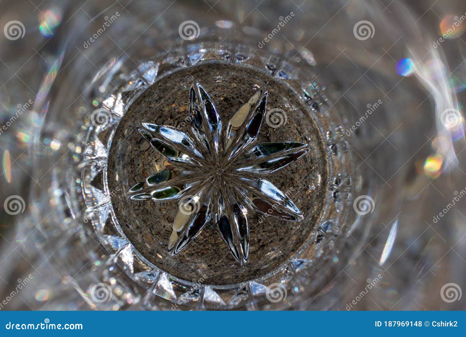 Macro Abstract Texture of Sparkling Lead Crystal Glass with a Starburst ...