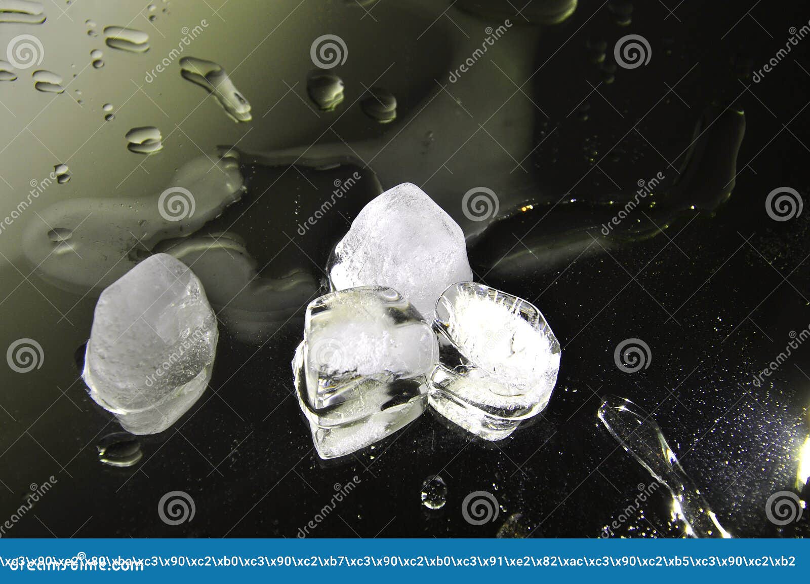 Macro Art Abstract Design. Ice Cubes on a Mirror Surface. Dark ...