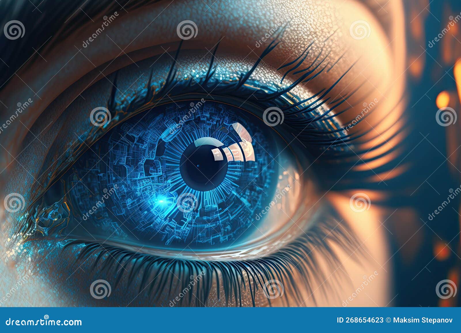 Macro Blue Female Eye with Implant. Super Vision. Generative AI Stock ...