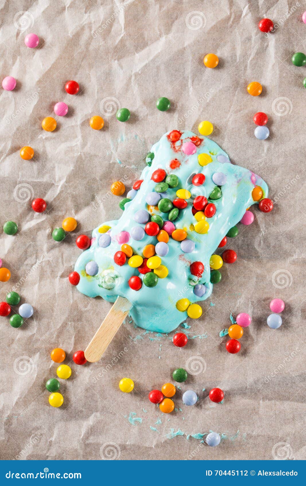 Macro of Blue Popsicle Melting Stock Photo - Image of sweet, white ...