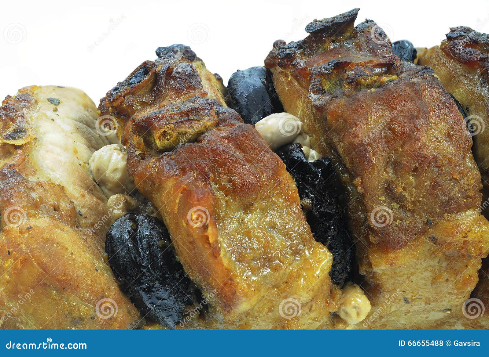 Macro of Broiled Meat with Prunes Stock Photo - Image of macro ...