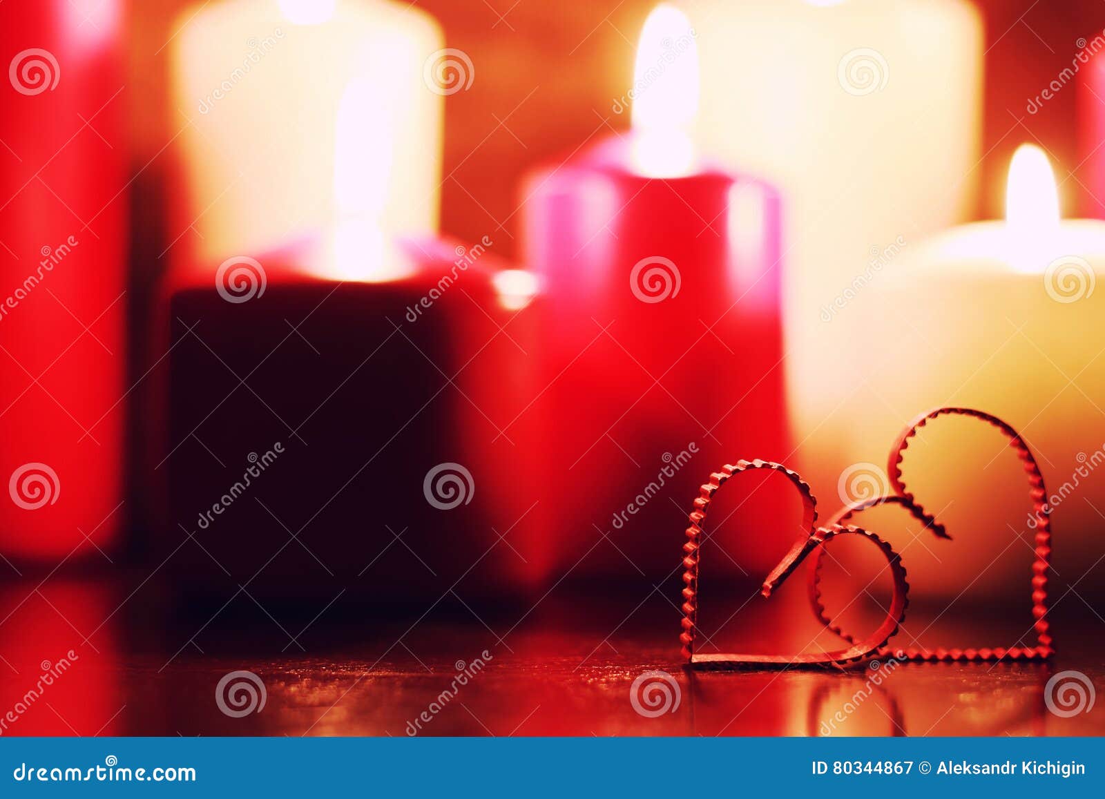 Macro Candle Light with Heart Shape Stock Image - Image of glowing ...