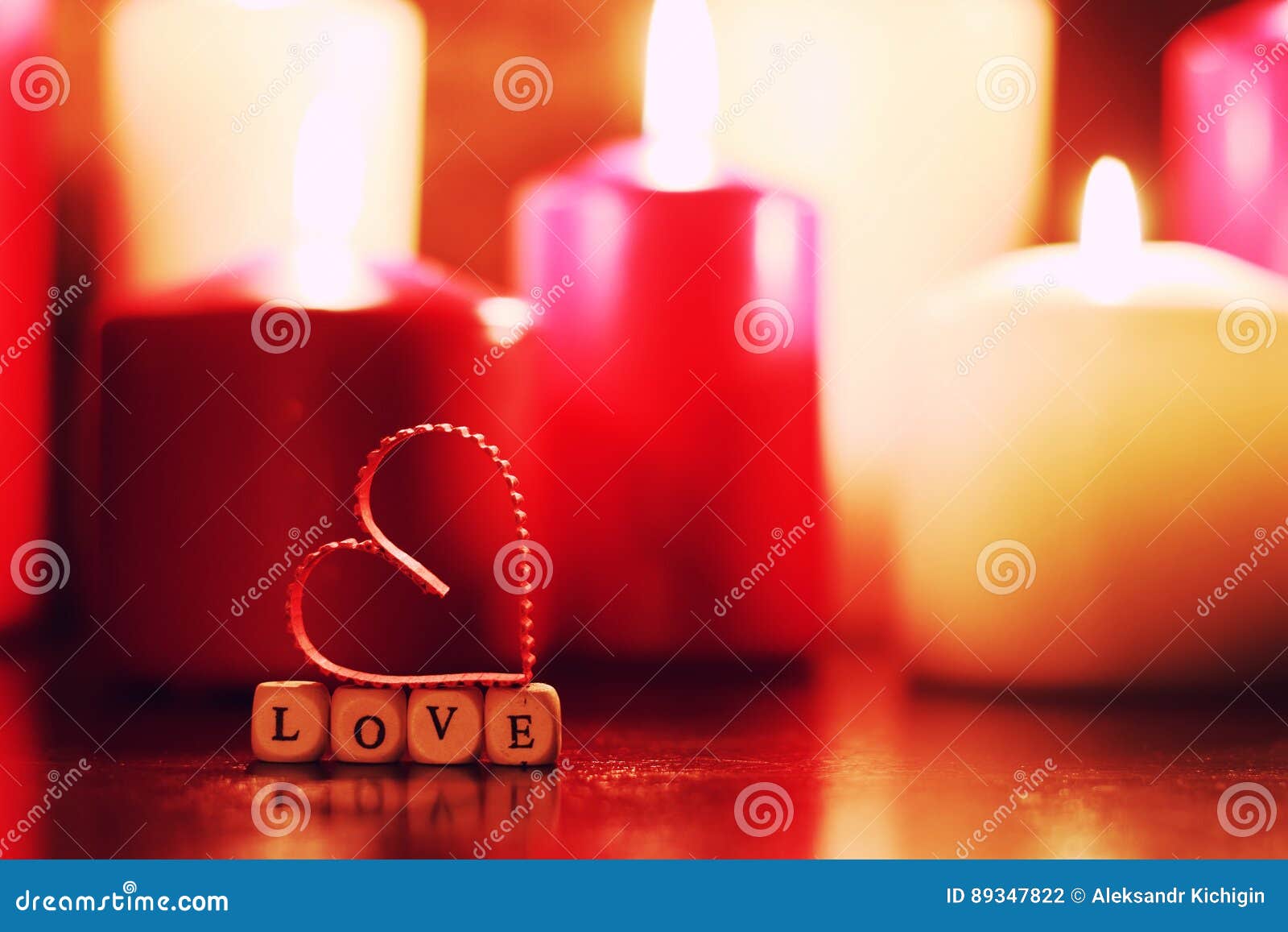 Macro Candle Light with Heart Shape Stock Photo - Image of holiday ...