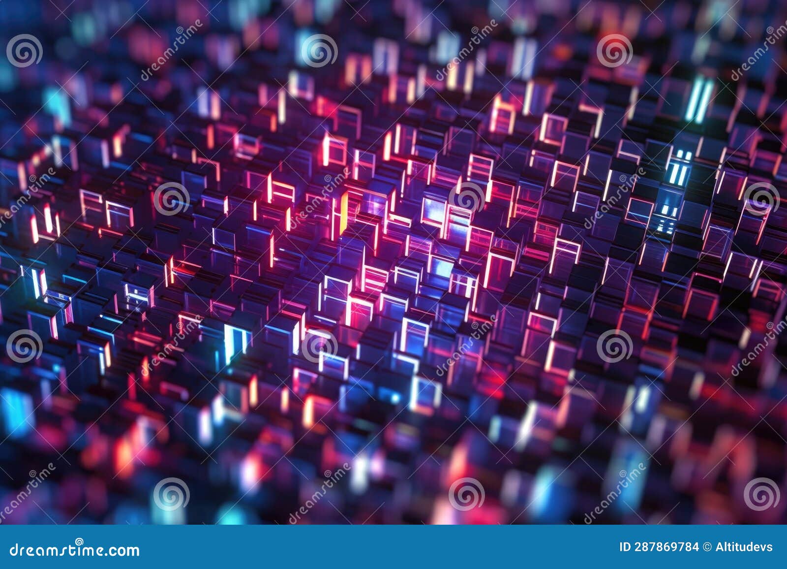 Macro Capture of Led Screen Pixels Displaying a Futuristic, Tech ...