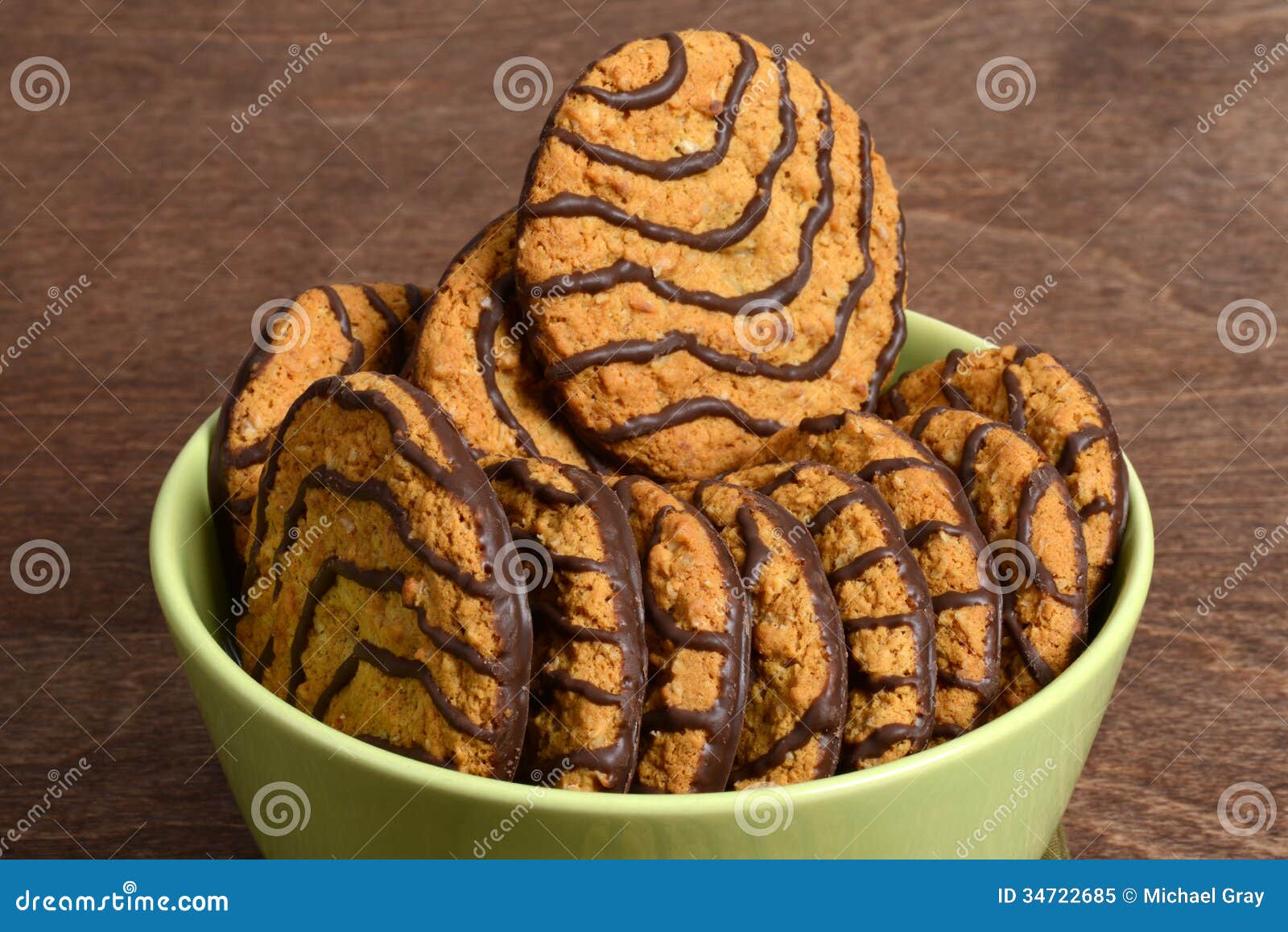 Macro Chocolate Cookies in a Bowl Stock Image - Image of brown, closeup ...