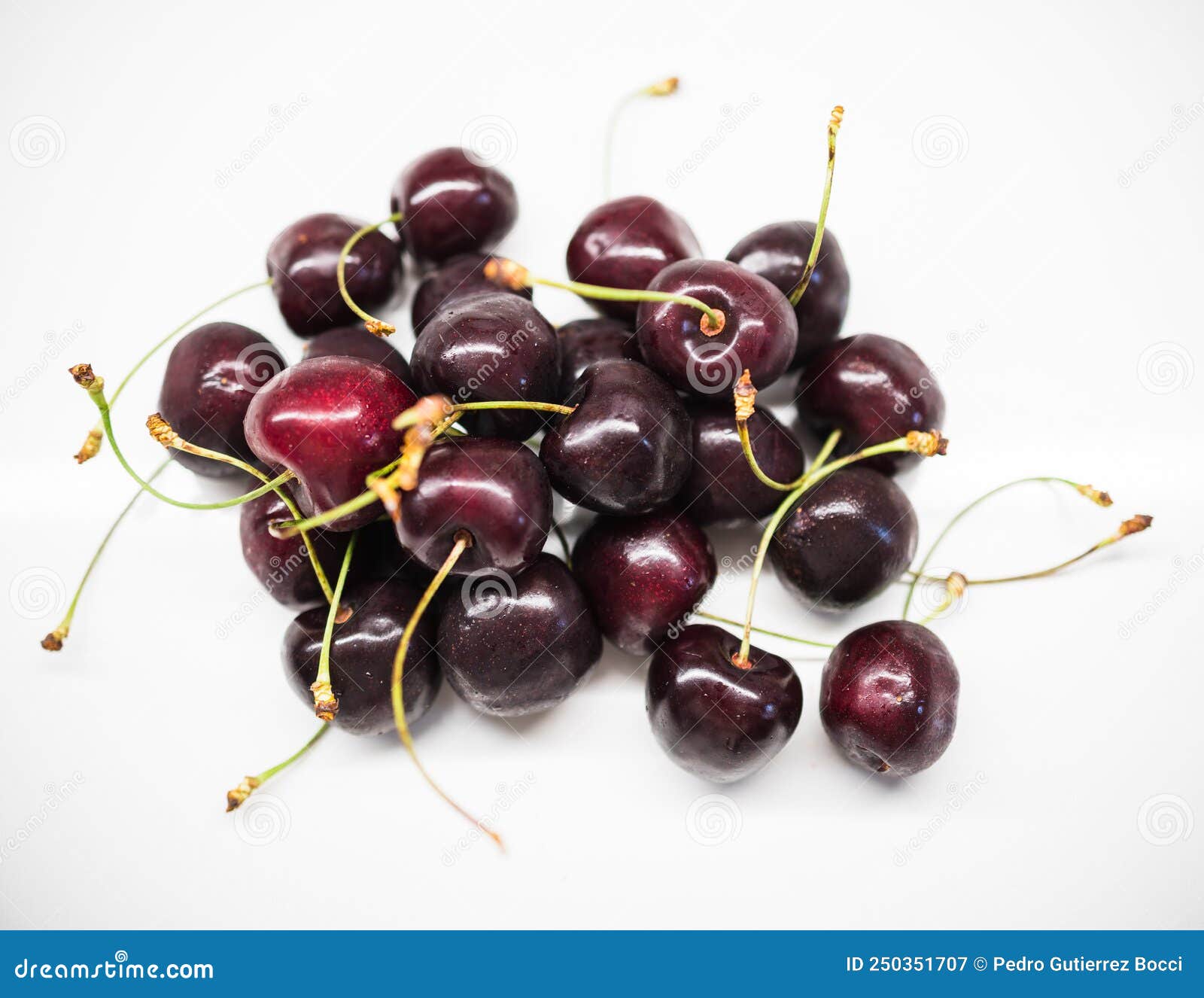 Close Up of a Bunch of Cherries Isolated Stock Image - Image of ...