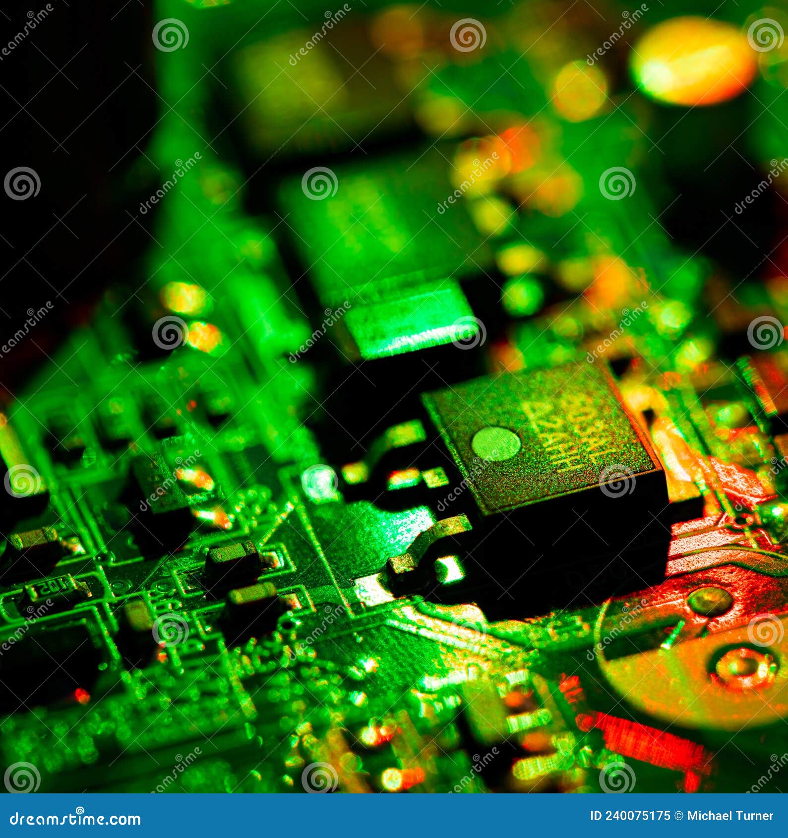 Close Up of Components and Microchips on PC Circuit Board Stock Image ...