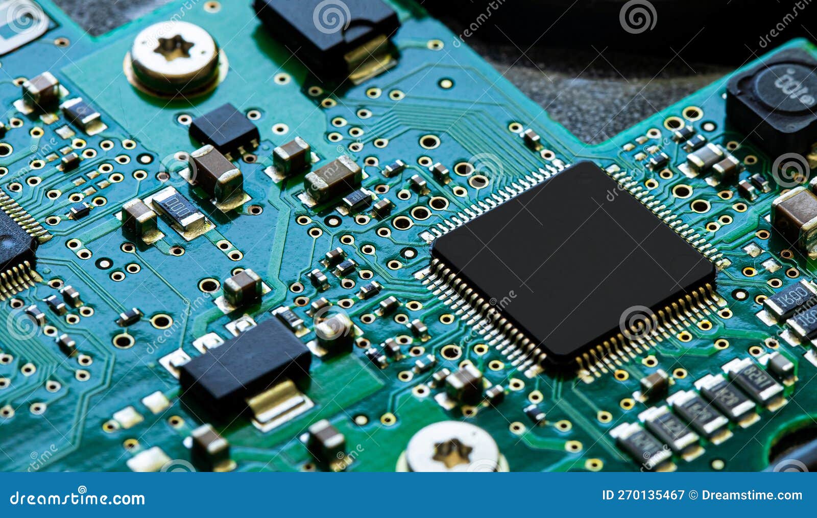 Macro Close Up of Components and Microchips on PC Circuit Board Stock ...