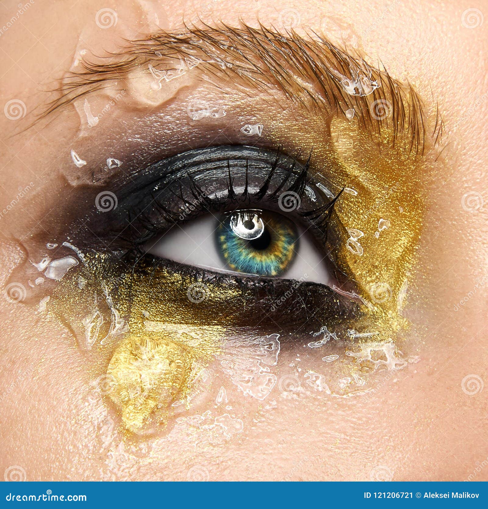 Macro and Close-up Creative Make-up Theme: Beautiful Female Moist Eye ...