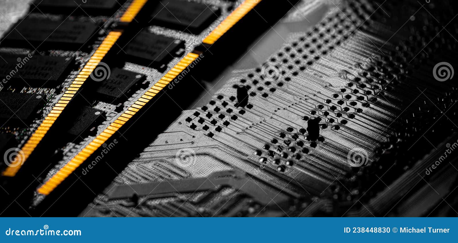 Macro Close Up Do Chip Ram Do Computador E Da Motherboard Foto de Stock ...