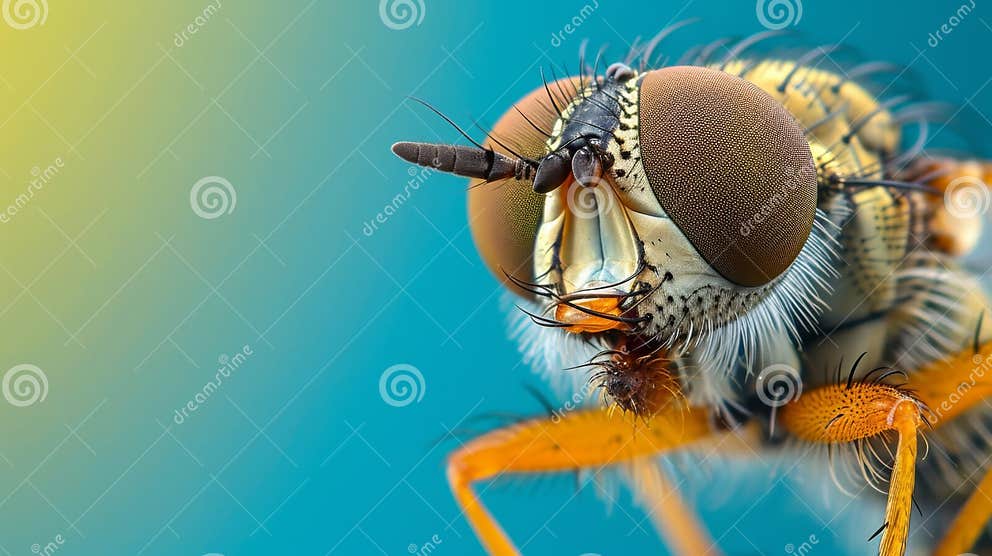 Macro Close Up of House Fly. Stock Image - Image of green, macro: 305519815
