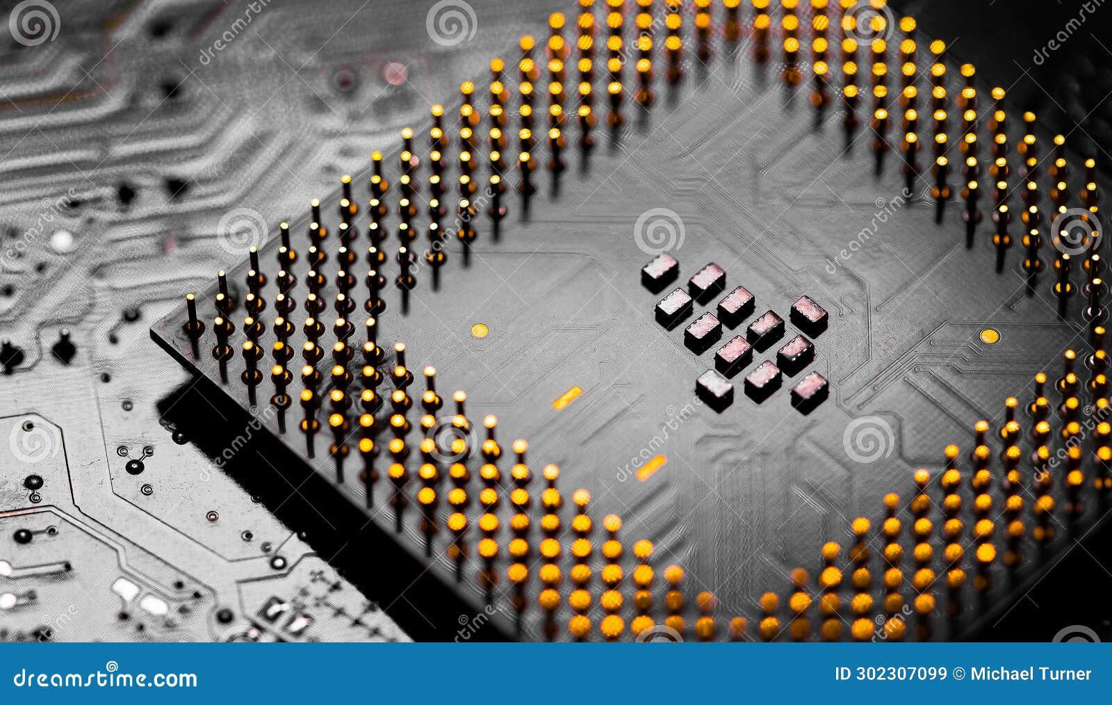 Close Up of Microchips and Pins on Main CPU PC Processor Circuit Stock ...