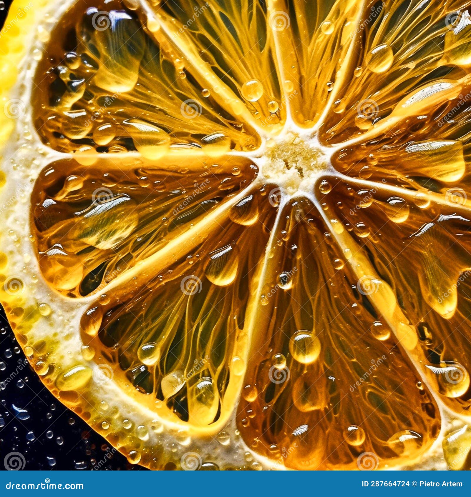 Macro Close Up Photo of Lemon. Generative AI Stock Illustration ...