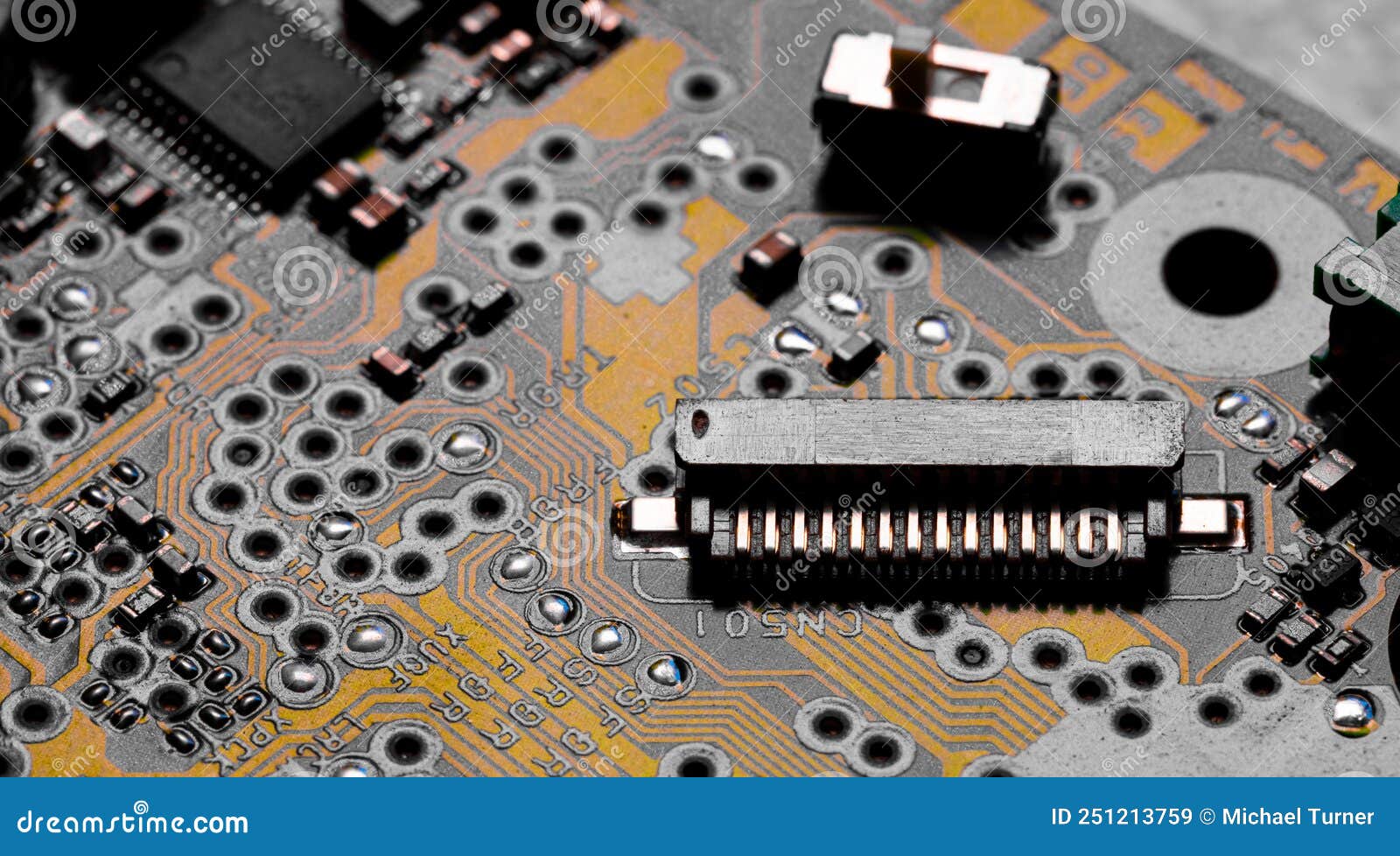 Macro Close Up of Printed Wiring on PC Circuit Board Stock Image ...