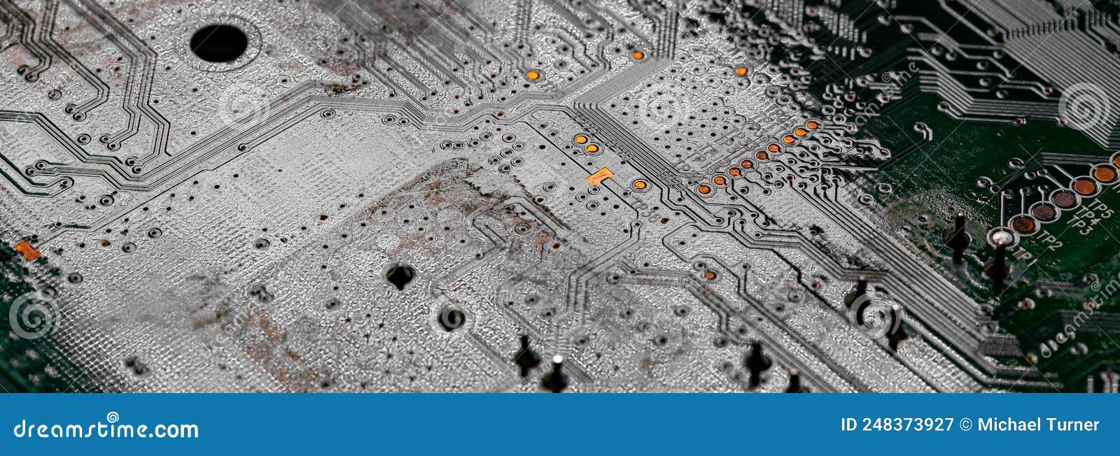 Macro Close Up of Printed Wiring on PC Circuit Board Stock Image ...