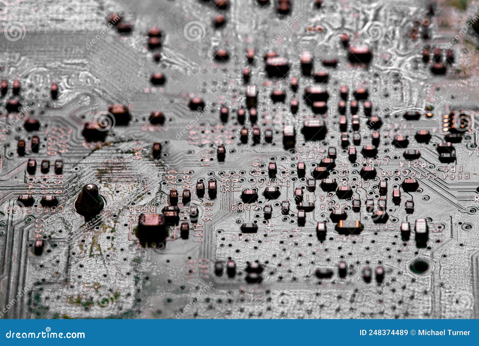 Macro Close Up of Printed Wiring on PC Circuit Board Stock Image ...