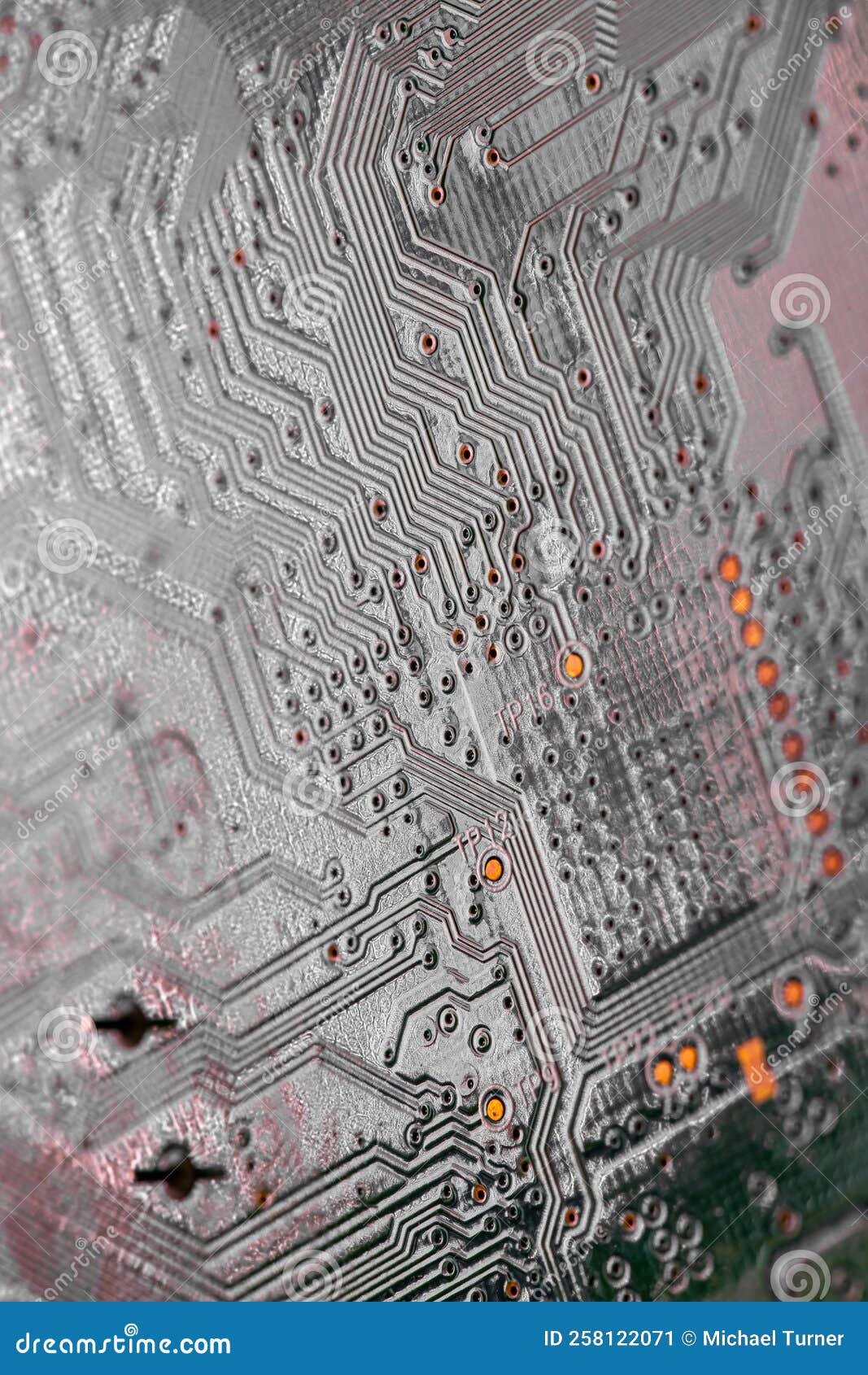 Macro Close Up of Printed Wiring on PC Circuit Board Stock Image ...