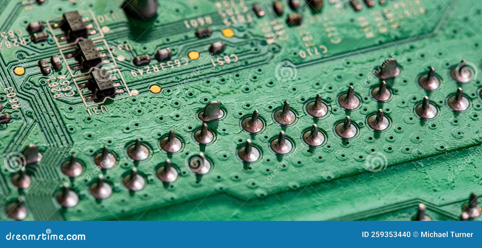 Macro Close Up of Printed Wiring on PC Circuit Board Stock Photo ...