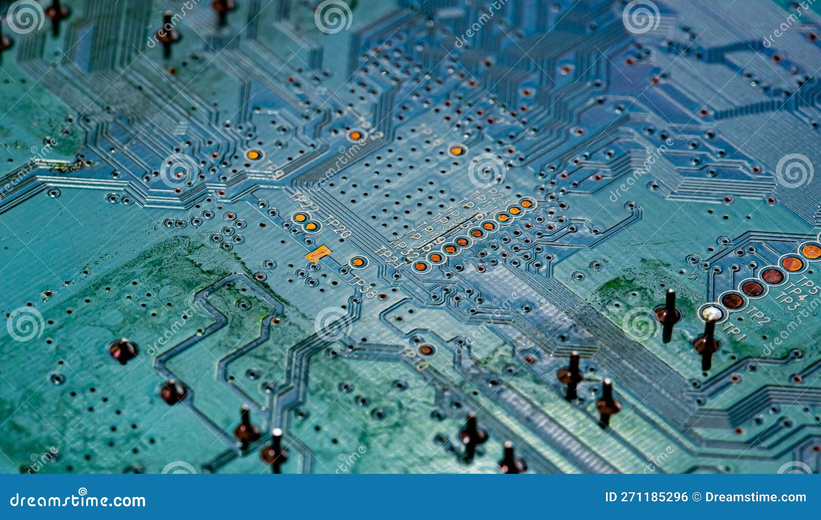 Macro Close Up of Printed Wiring on PC Circuit Board Stock Photo ...