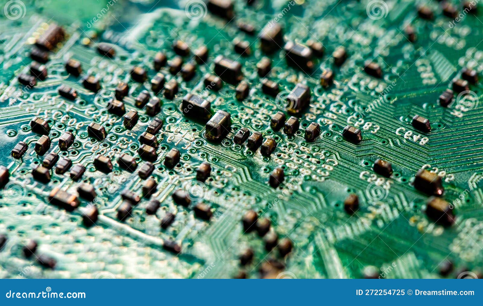 Macro Close Up of Printed Wiring on PC Circuit Board Stock Image ...