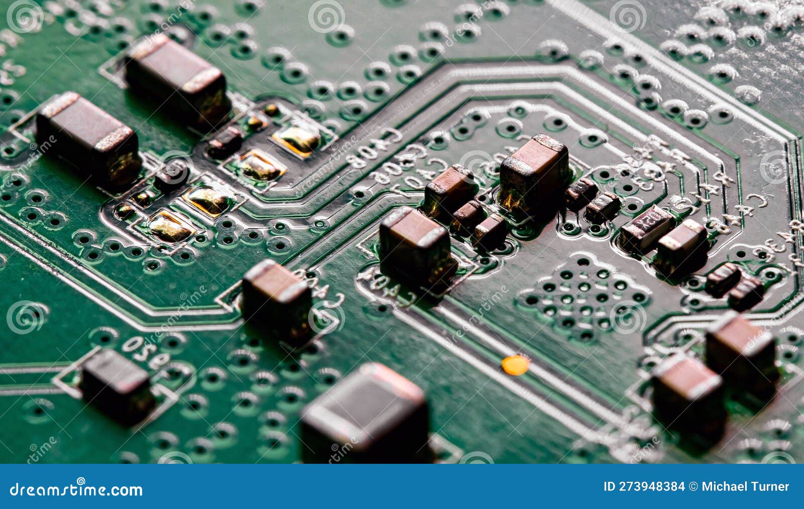 Macro Close Up of Printed Wiring on PC Circuit Board Stock Photo ...