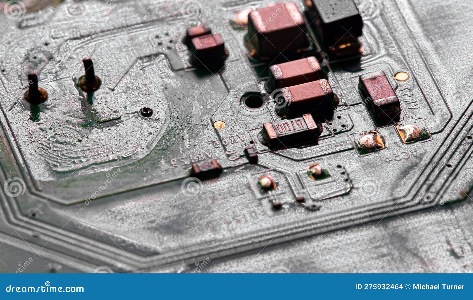 Macro Close Up of Printed Wiring on PC Circuit Board Stock Photo ...