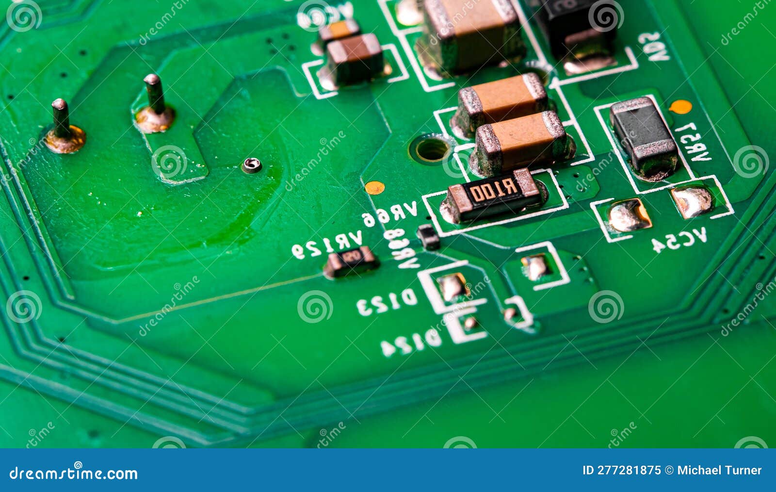 Macro Close Up of Printed Wiring on PC Circuit Board Stock Image ...