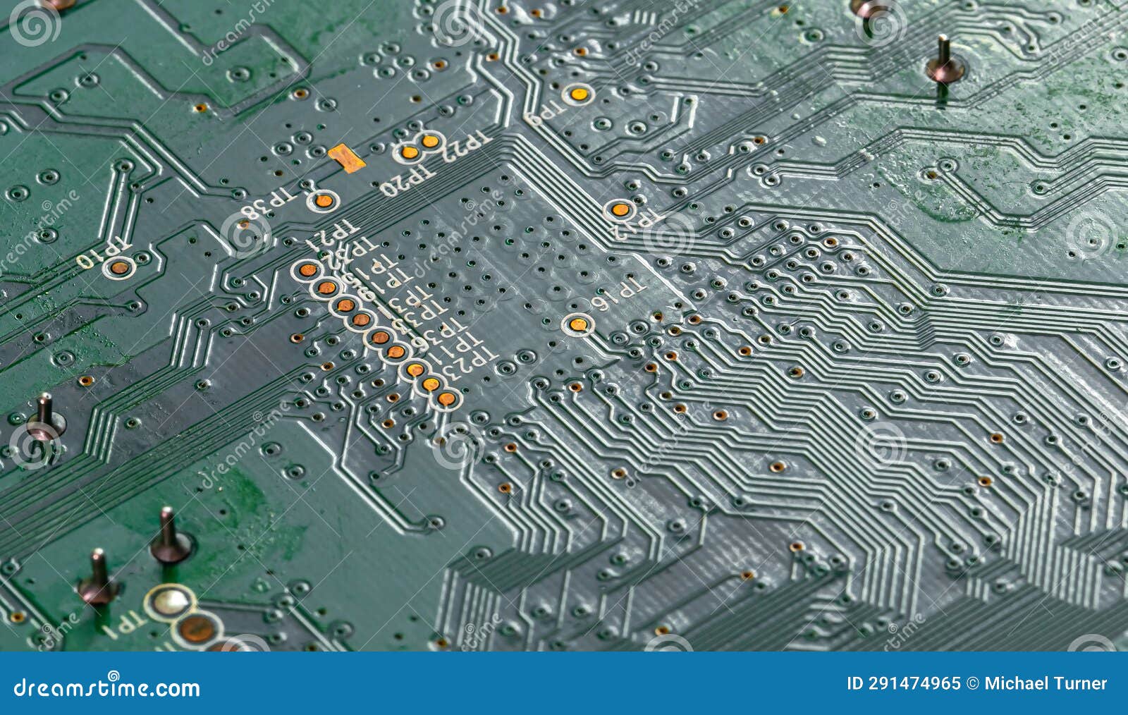 Macro Close Up of Printed Wiring on PC Circuit Board Stock Image ...
