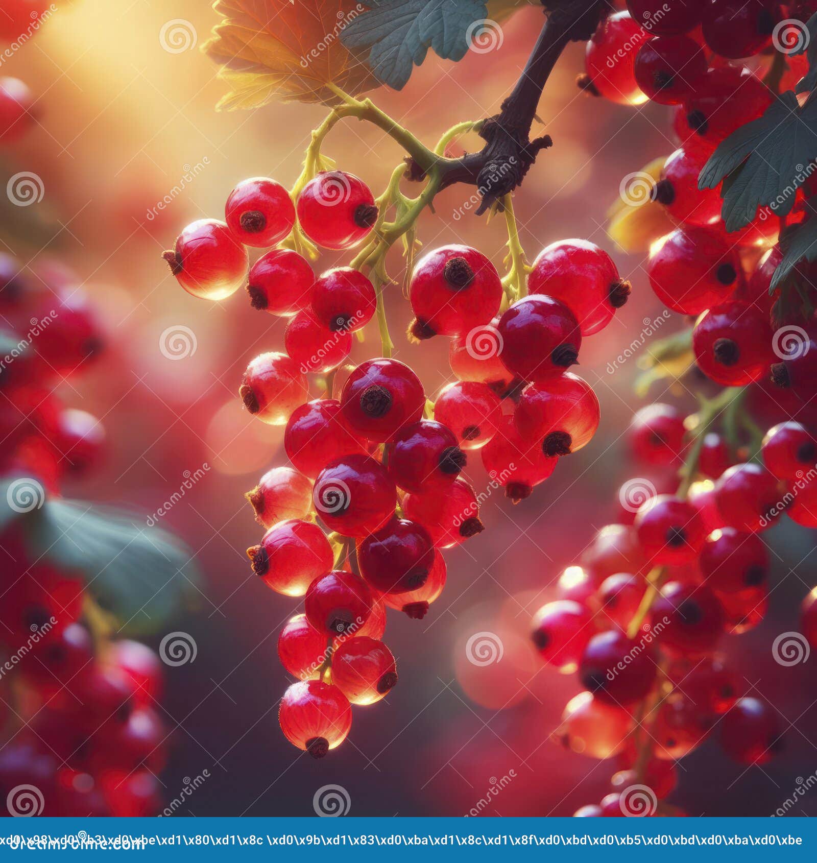 Macro Close Up of Red Currants Growing on a Tree. Ai Generative Stock ...