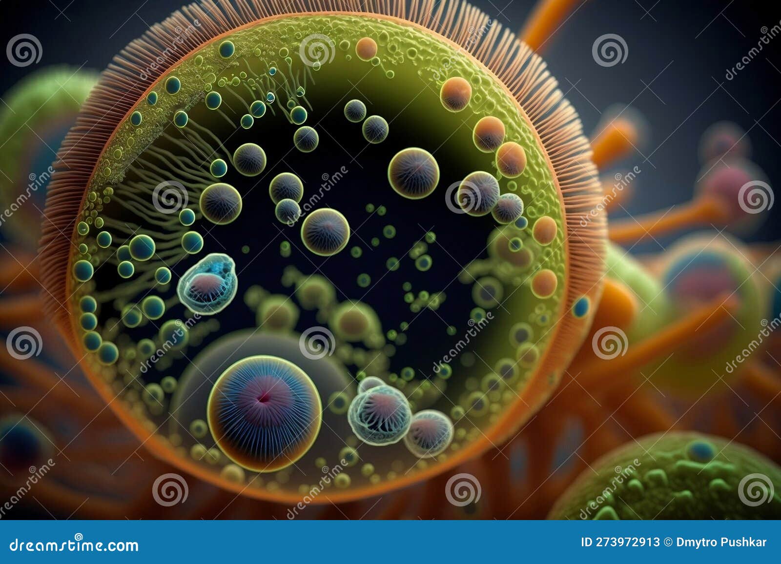 Macro Close-up of Round Bacterium Under Microscope. Medical Concept ...