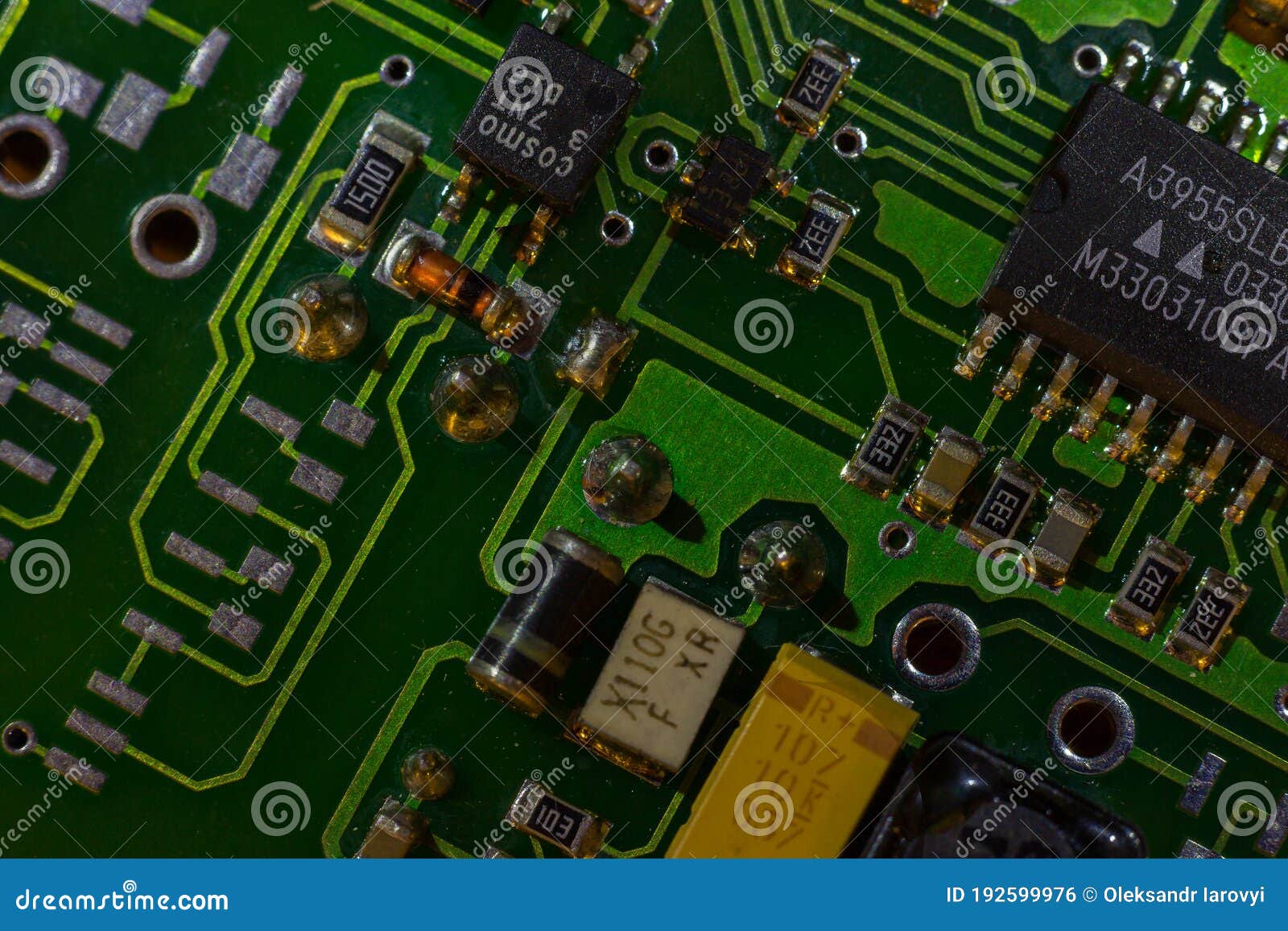 Macro Close-up Shot of Green Circuit Board, Computer Motherboard ...