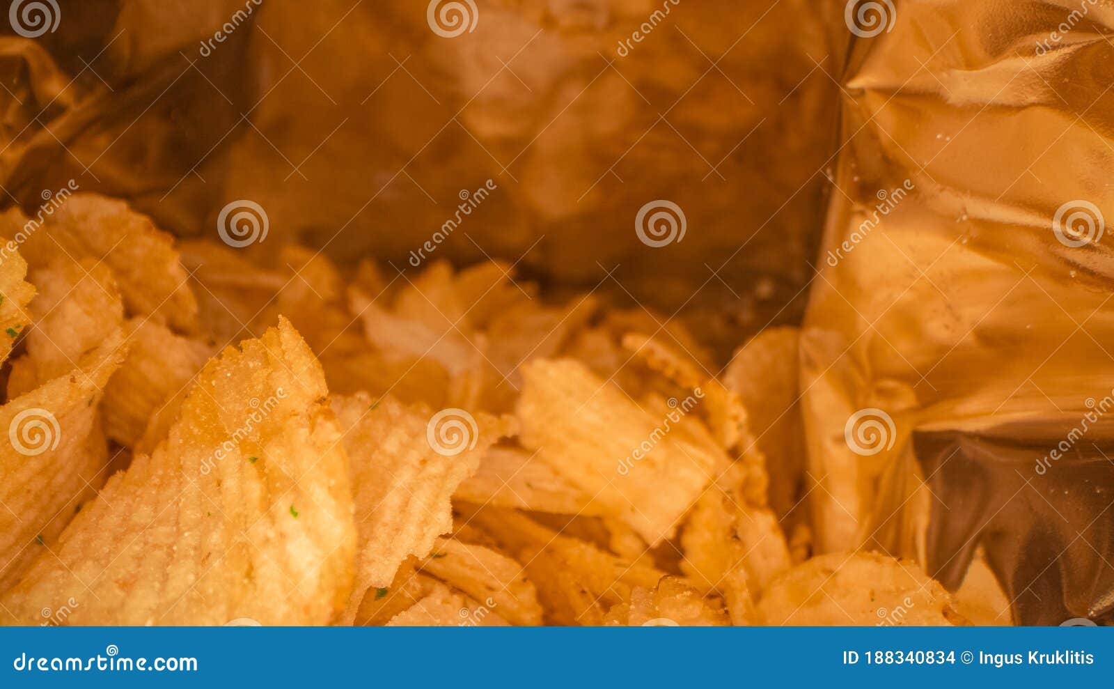 Macro Close Up View of the Chips Pack with Chips Inside. Stock Photo ...