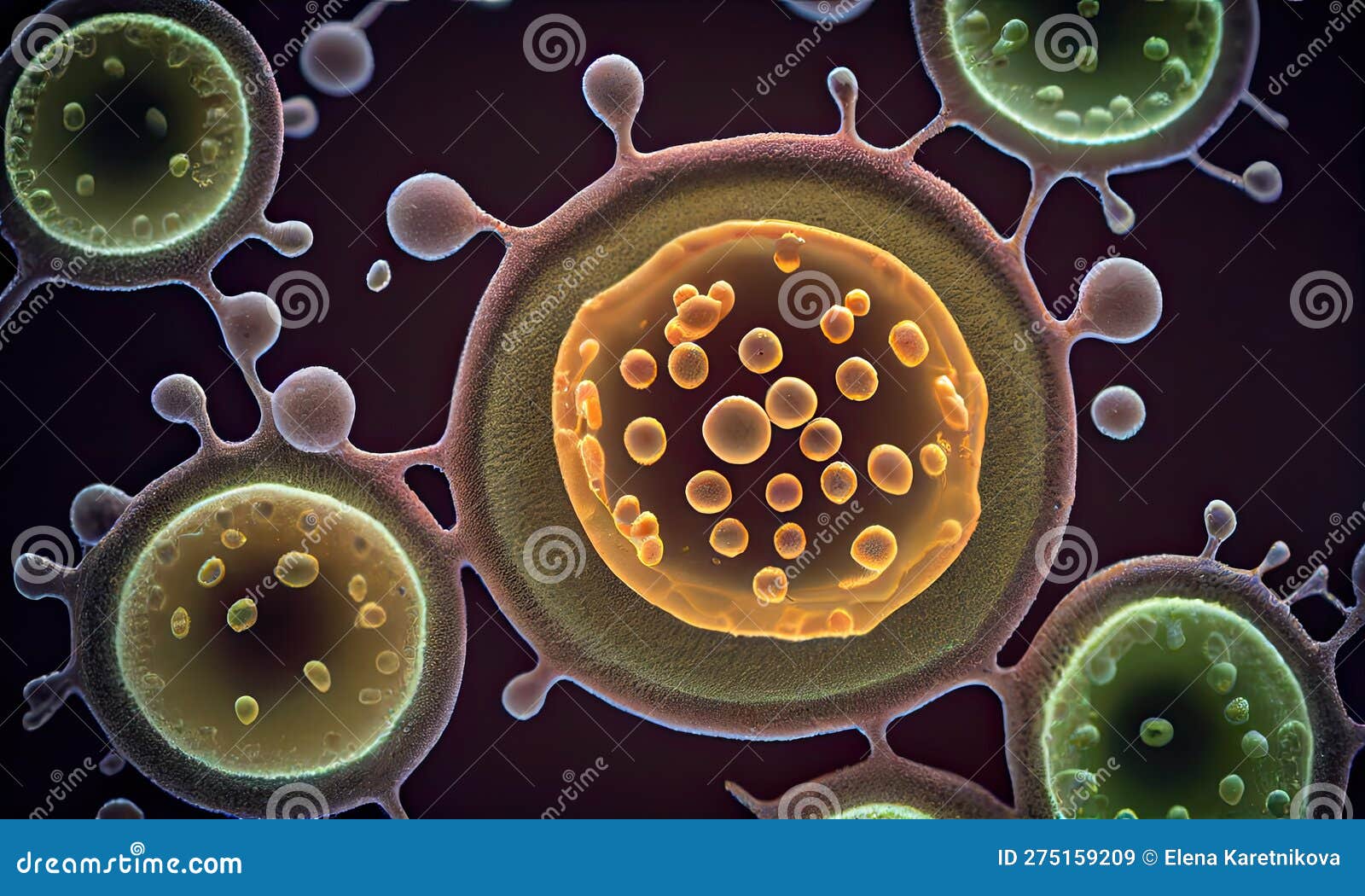 Macro Close-up of Viral Cells and Bacteria, Generative AI Stock ...