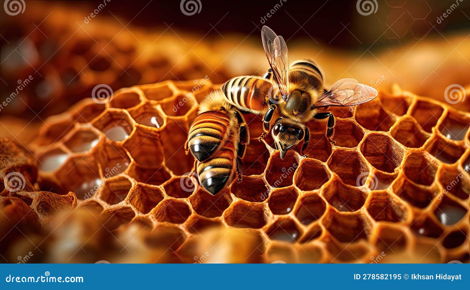 Macro Closeup of Bee Hive with Detail of Honeycomb Stock Illustration ...