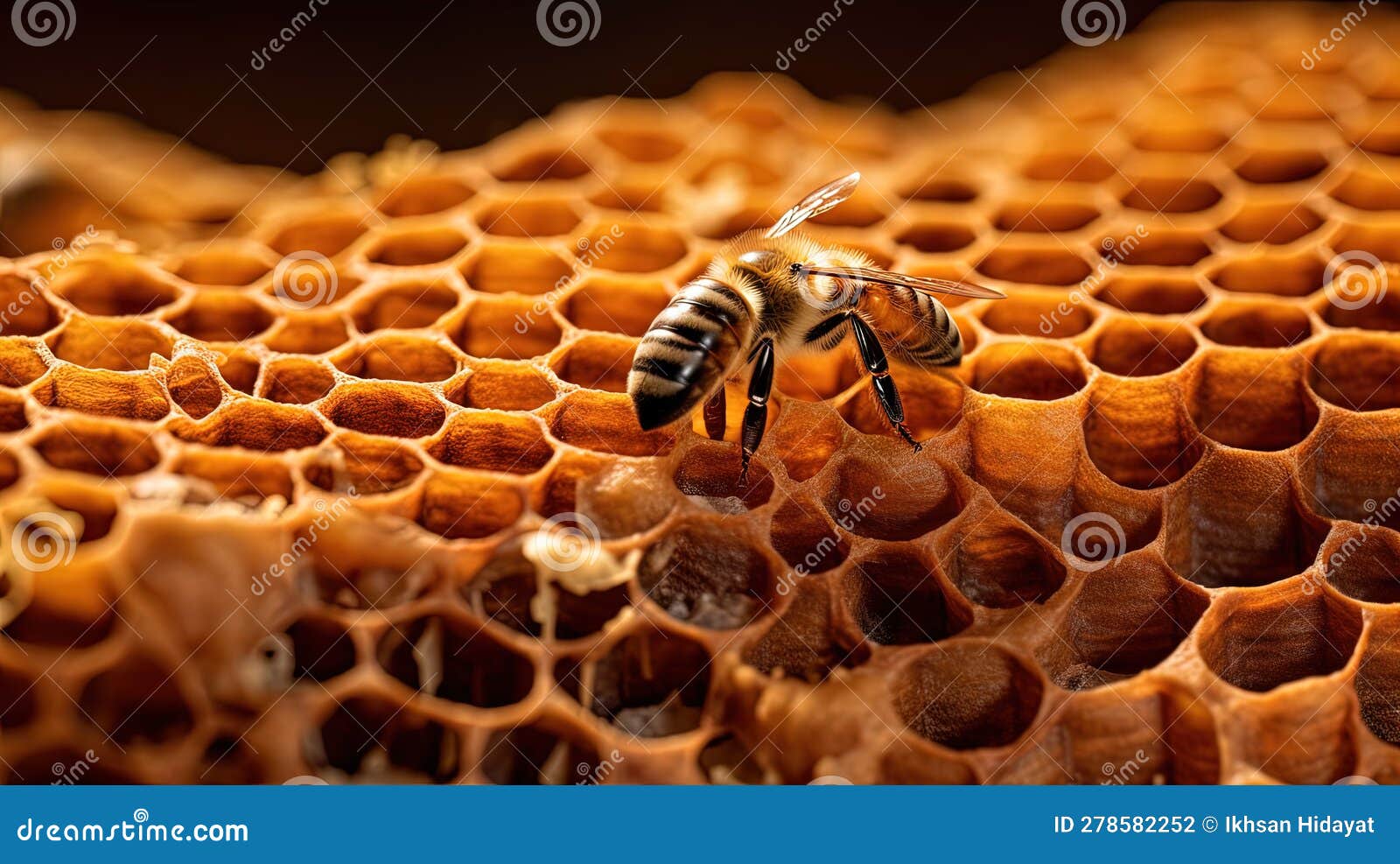Macro Closeup of Bee Hive with Detail of Honeycomb Stock Illustration ...