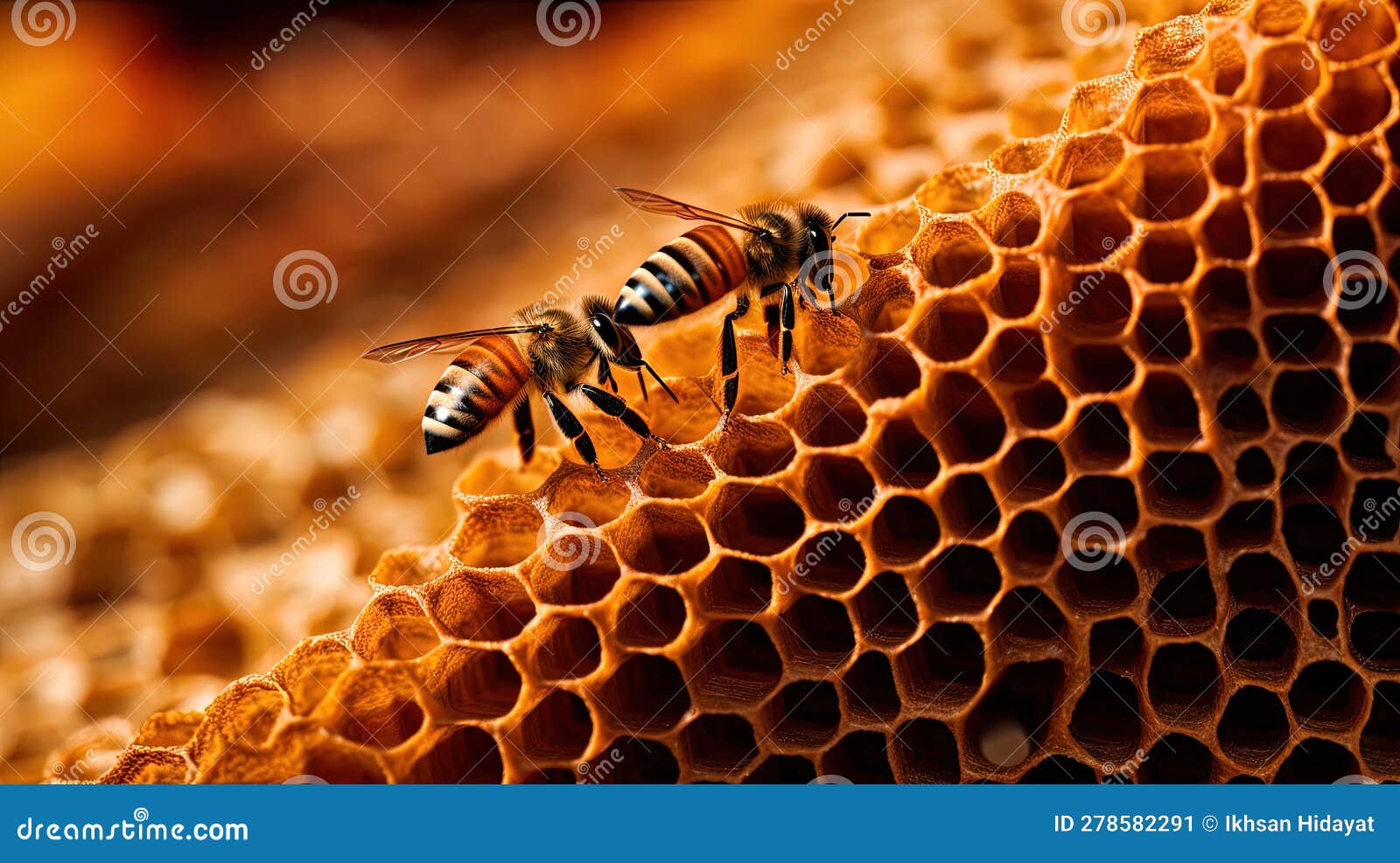 Macro Closeup of Bee Hive with Detail of Honeycomb Stock Illustration ...