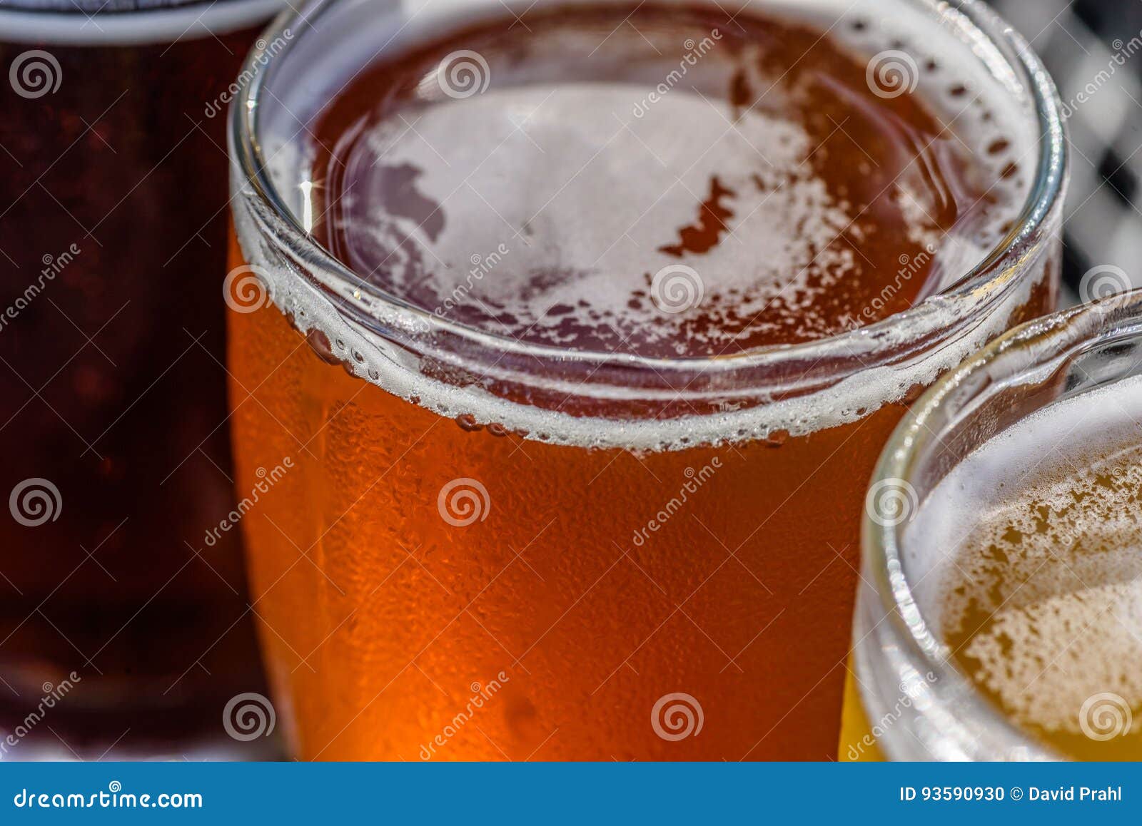 Macro Closeup of Beer in Sample Glasses Stock Photo - Image of hops ...