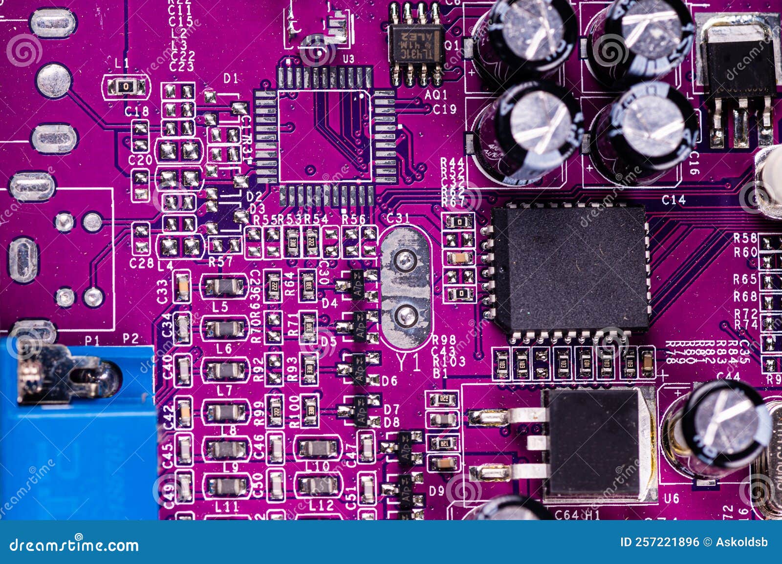 Macro Closeup Shot of Microchip on Red Printed Circuit Board, Computer ...